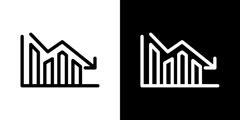 Reduction chart icon set downward graph symbol Vector Image