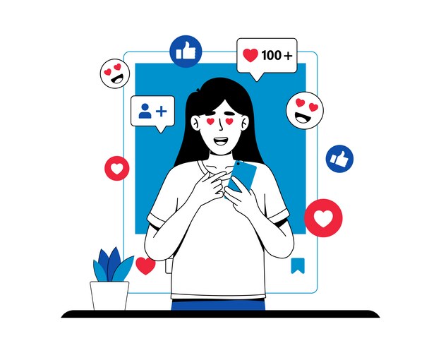 Concept of social media addiction Royalty Free Vector Image