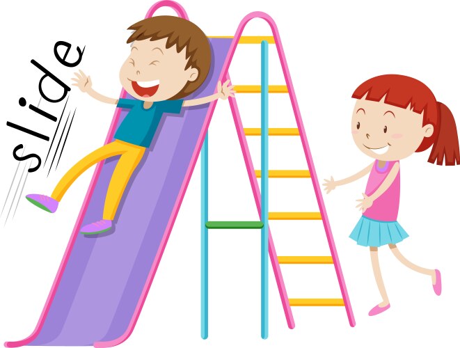 Child on a slide Royalty Free Vector Image - VectorStock