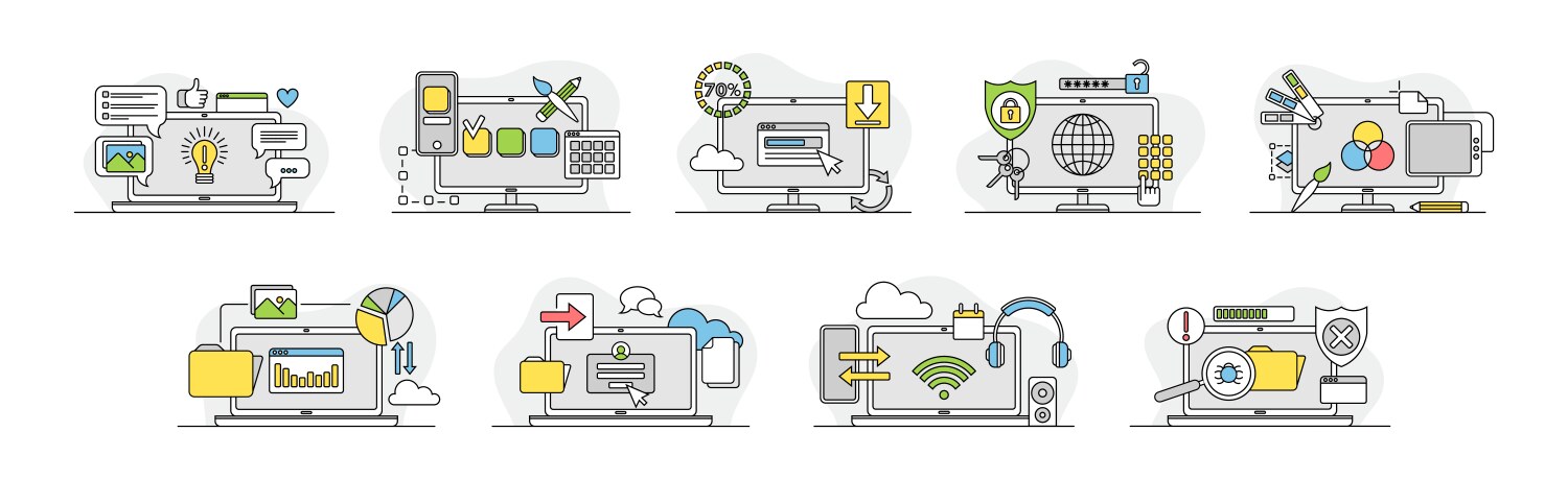 Computer as web network electronic device Vector Image
