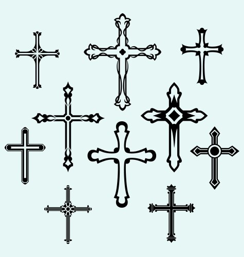 Cross Silhouette Set - Religious Symbol Collection – Royalty-Free ...