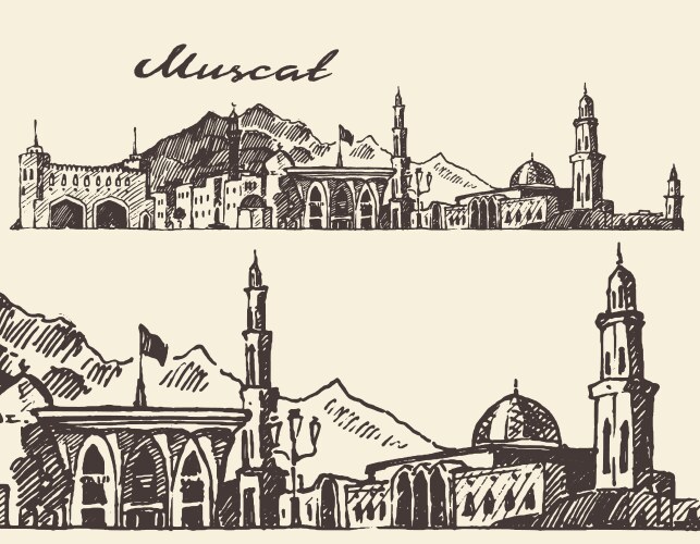 Travel to oman muscat city historical building Vector Image