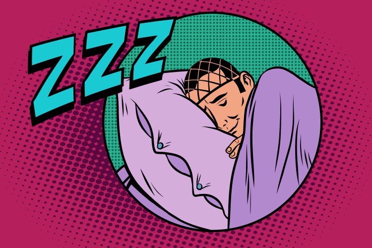 Comic girl sleeping in bed Royalty Free Vector Image