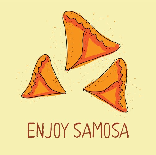 Samosa icon eastern cuisine hand drawn Royalty Free Vector