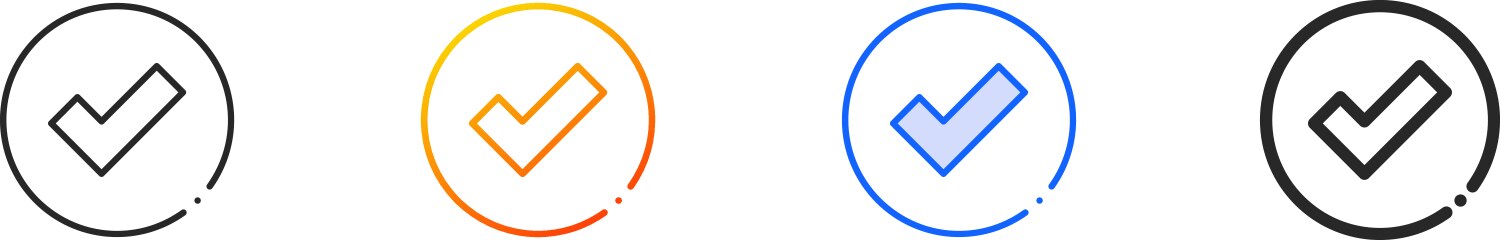 Check mark iconthin linear gradient blue stroke Vector Image