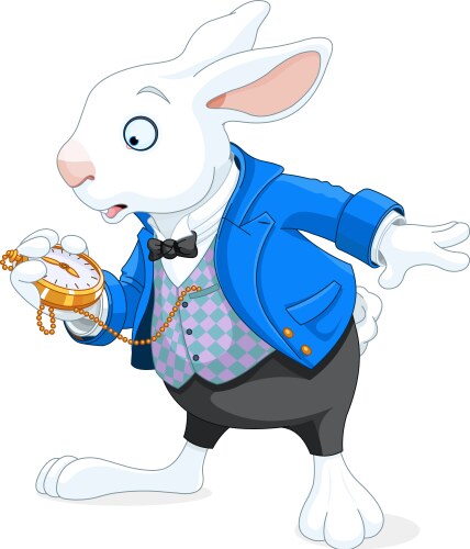 White rabbit running away Royalty Free Vector Image