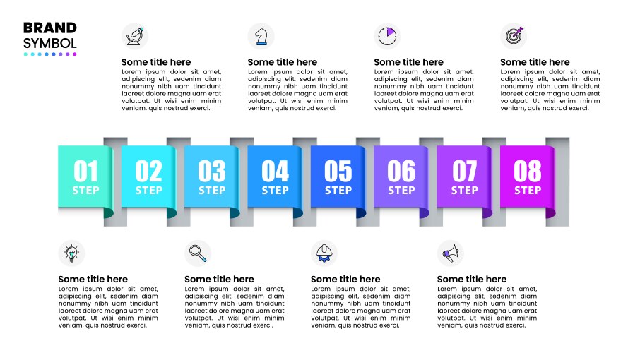 Infographic template 8 abstract arrows in a row Vector Image