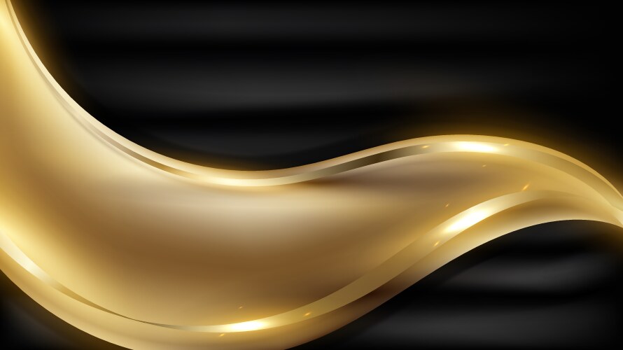 Abstract black and gold curved waves layer Vector Image
