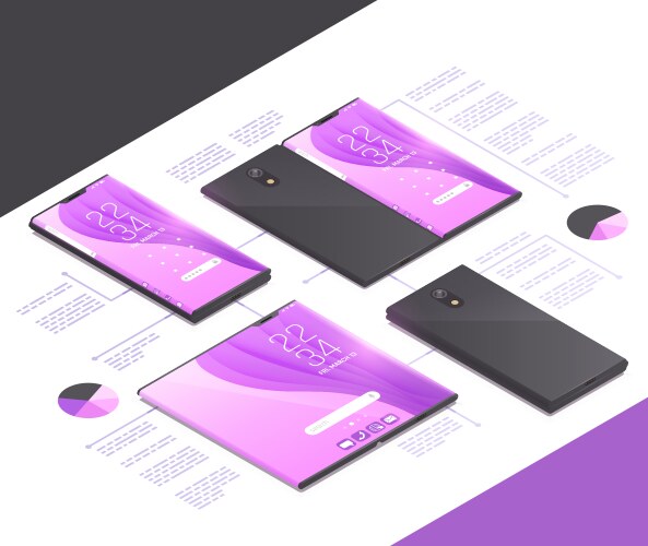 Isometric foldable phone mockup Royalty Free Vector Image