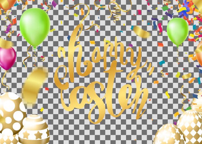 Easter background with eggs balloons and confetti Vector Image