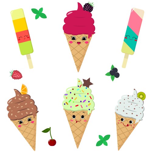 Ice cream set Royalty Free Vector Image - VectorStock