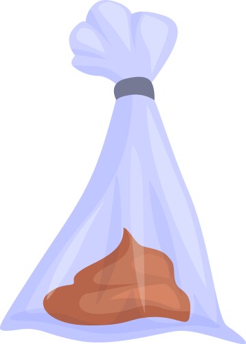 Dog poop lying in plastic bag tied with rope Vector Image