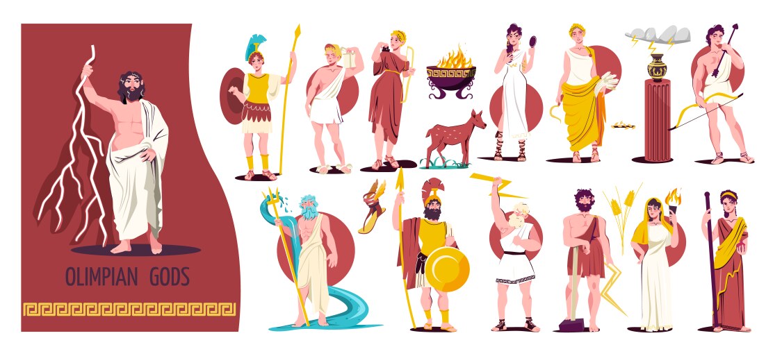 Greek olympian gods and goddess mythology Vector Image