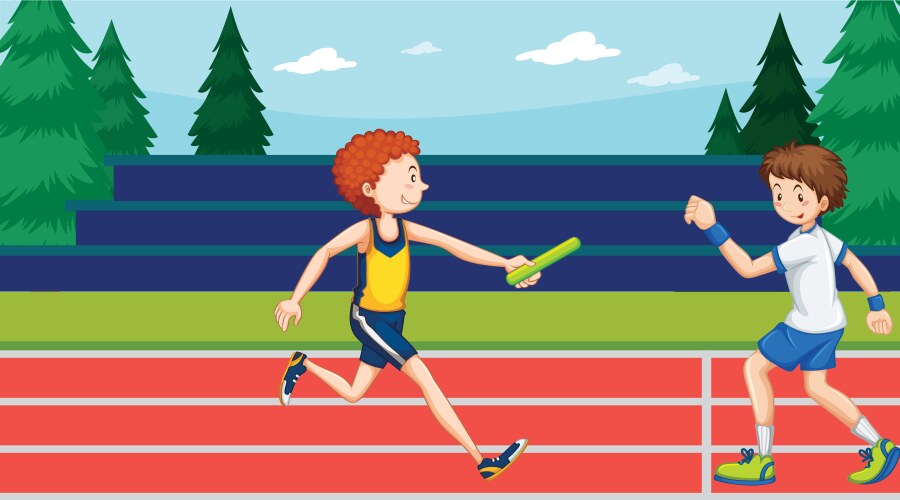 Running track in park scene Royalty Free Vector Image