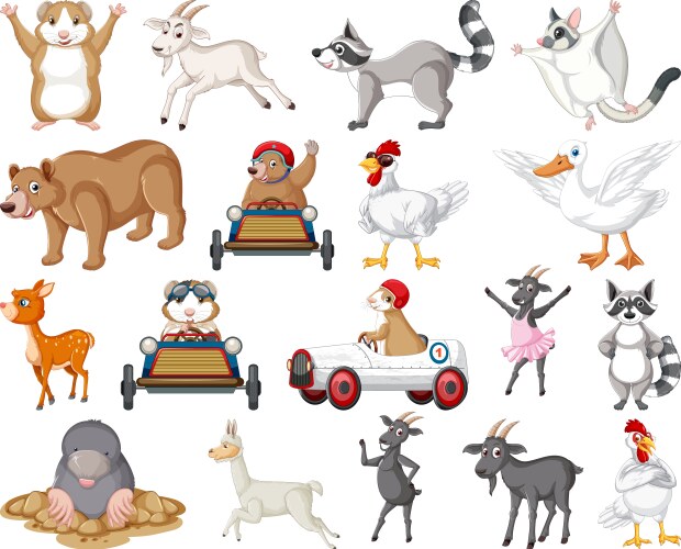 Cartoon animals collection set Royalty Free Vector Image