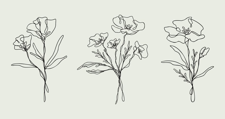 Wildflower line art bundle Royalty Free Vector Image