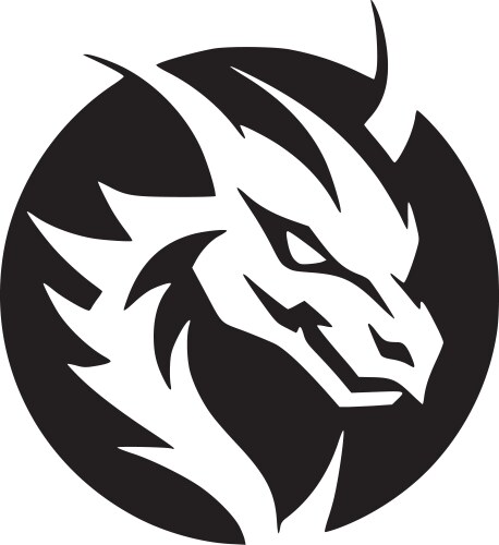 Black and white dragon head Royalty Free Vector Image