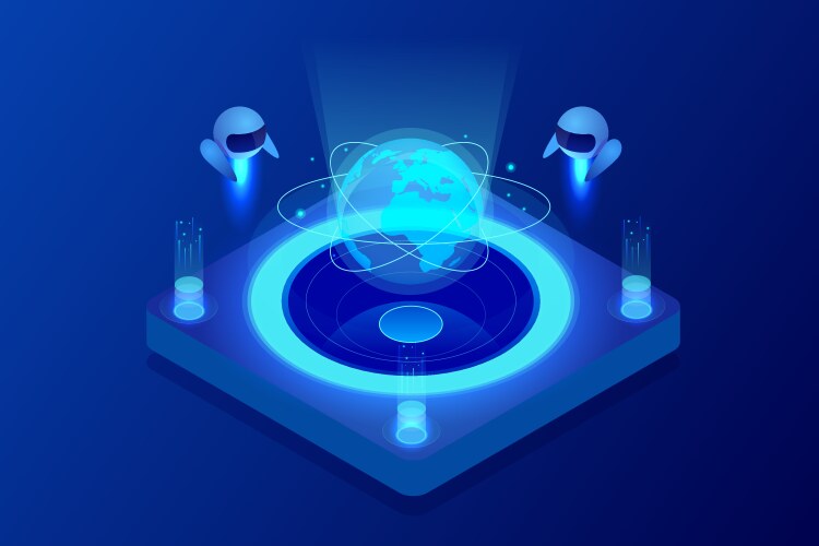 Isometric virtual reality concept a girls and boy Vector Image