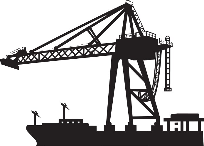 Wharfside operations symbol shipping port crane Vector Image