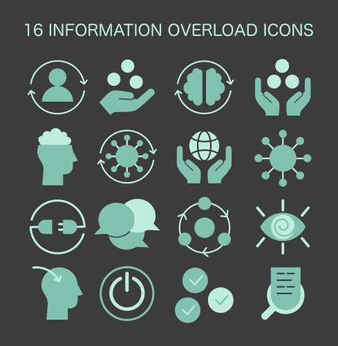 Information overload concept set flat Royalty Free Vector Information overload concept set flat Royalty Free Vector