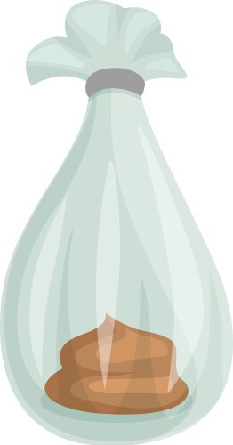 Transparent plastic bag holding dog poop after Vector Image