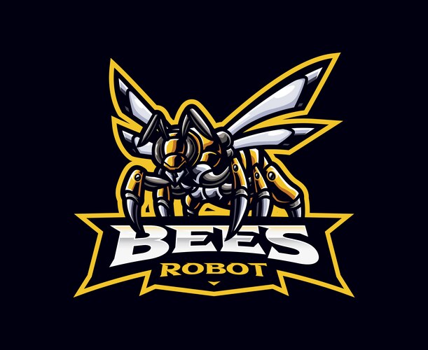 Bee mascot sport logo design Royalty Free Vector Image