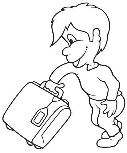 Line drawing cartoon fat boy smiling Royalty Free Vector