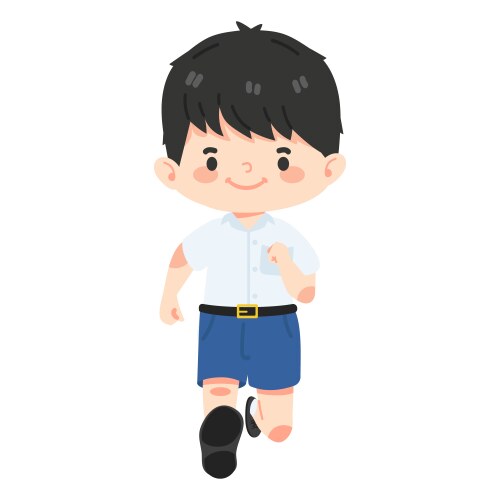 Kid boy student running cartoon Royalty Free Vector Image