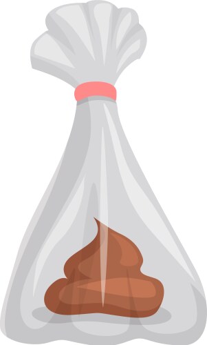 Transparent plastic bag containing dog poop being Vector Image