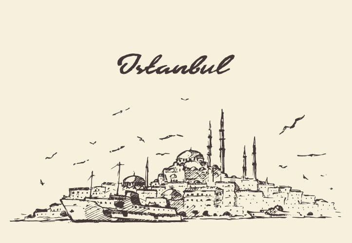 Drawing sketch topkapi palace istanbul Royalty Free Vector