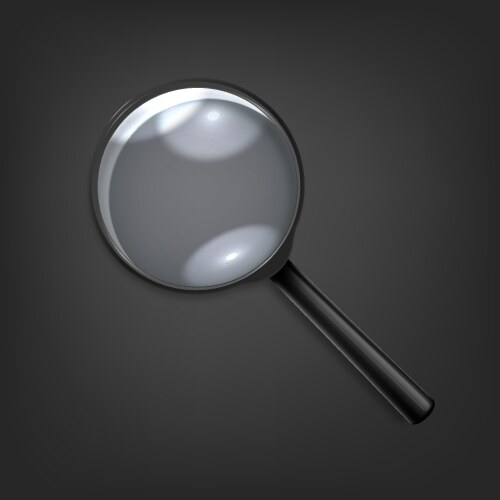 Photo-realistic 3d black magnifying glass Vector Image