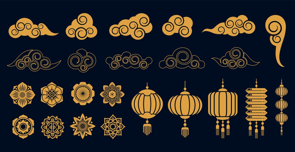 Chinese new year elements asian lantern japanese Vector Image