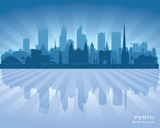 Perth City Skyline Silhouette Vector Images (96)