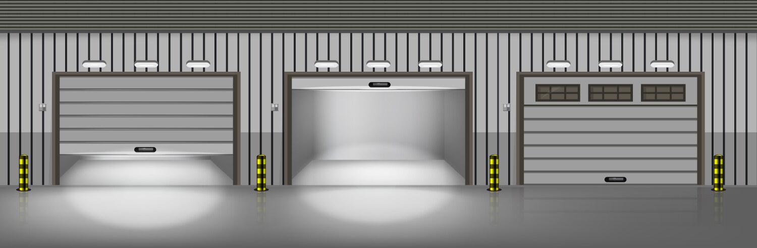 Garage doors commercial hangar entrance doorways Vector Image