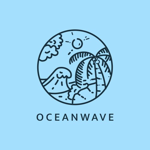 Minimalist ocean boat logo line art template Vector Image