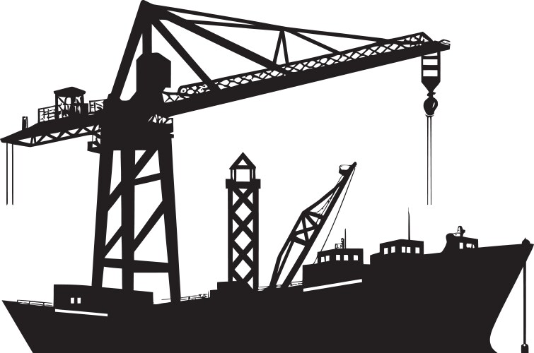 Marine terminal icon crane design seaport Vector Image