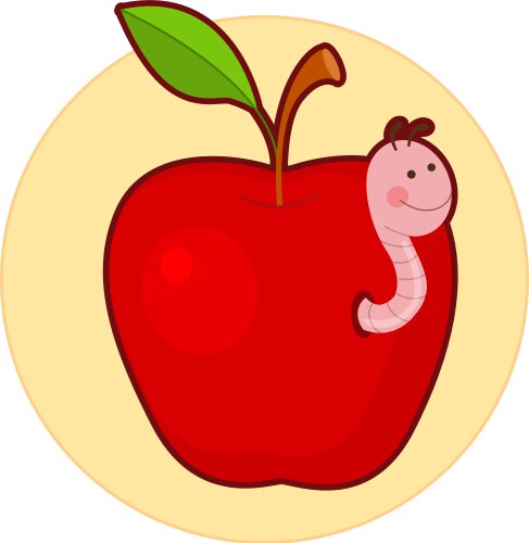 Apple Worm Cute Vector Images (over 560)
