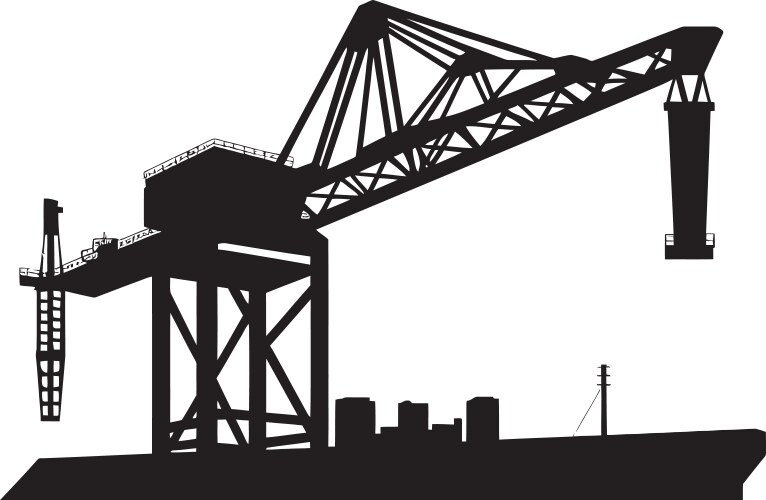 Wharfside operations symbol shipping port crane Vector Image