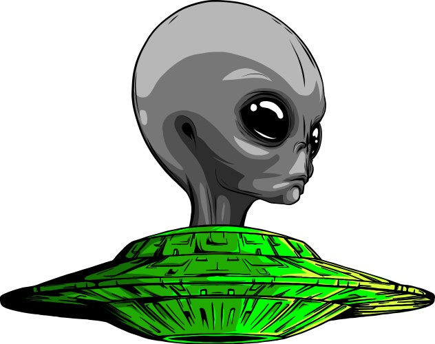 Alien ufo vintage colorful emblem Royalty Free Vector Image