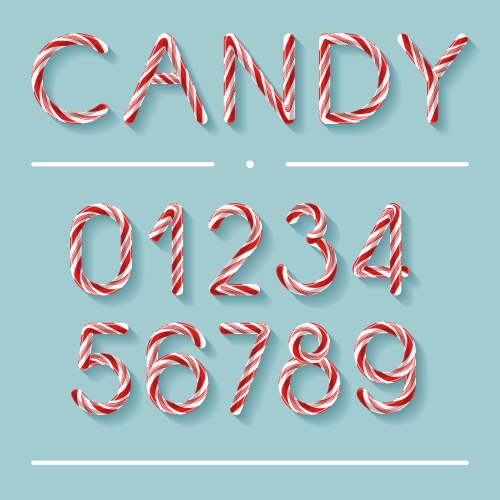 Christmas candy cane lettering font set Royalty Free Vector