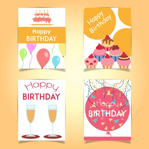 Happy birthday cards set Royalty Free Vector Image