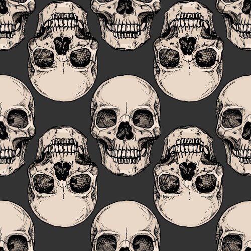 Seamless pattern with skulls Royalty Free Vector Image