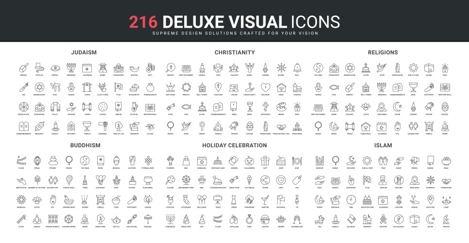 Christianity and buddhism islam judaism Royalty Free Vector
