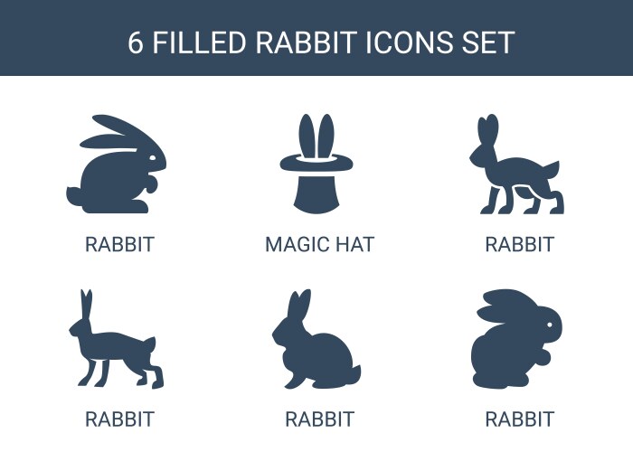 Set of rabbit icons isolated on white background Vector Image