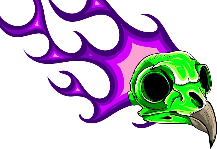 Burning skull with classic tribal flames isolated Vector Image
