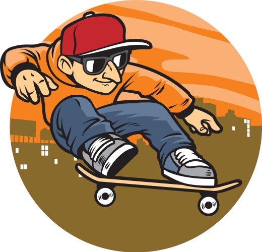 Cartoon kid performing a skateboard trick Vector Image