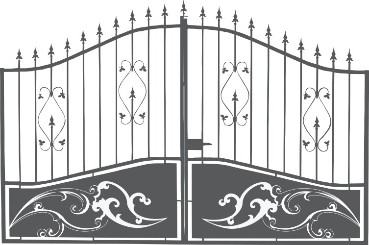 Closed wrought iron gate - modern flat design Vector Image