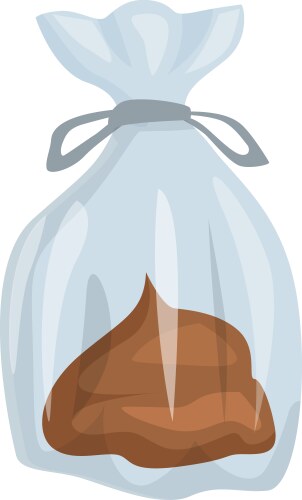 Dog poop in plastic bag being held by dog walker Vector Image