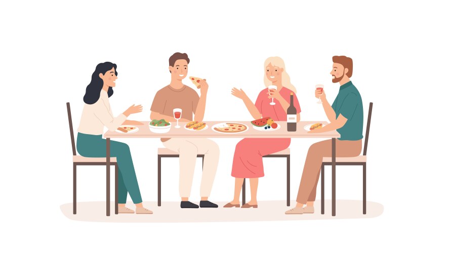 Happy friends are sitting Royalty Free Vector Image