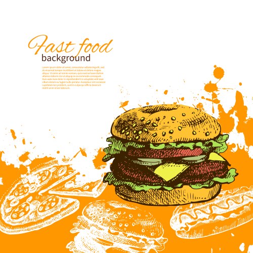 Fast food set hand drawn Royalty Free Vector Image